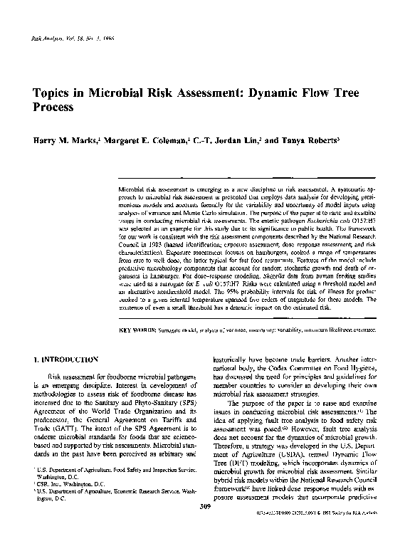 (PDF) Topics in Microbial Risk Assessment: Dynamic Flow Tree Process