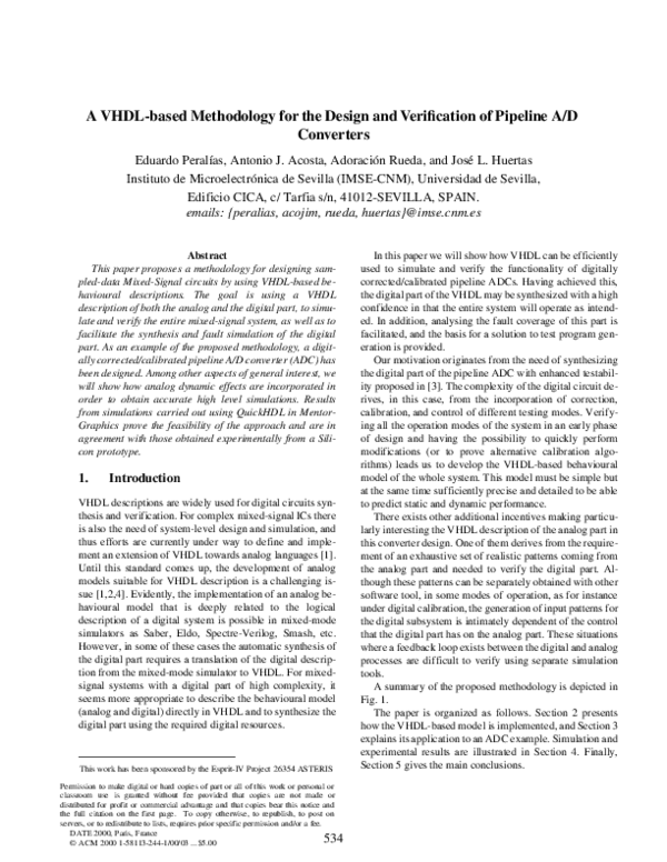 (PDF) A VHDL-based methodology for the design and verification of pipeline A/D converters