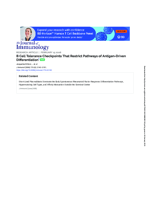 (PDF) B Cell Tolerance Checkpoints That Restrict Pathways of Antigen ...