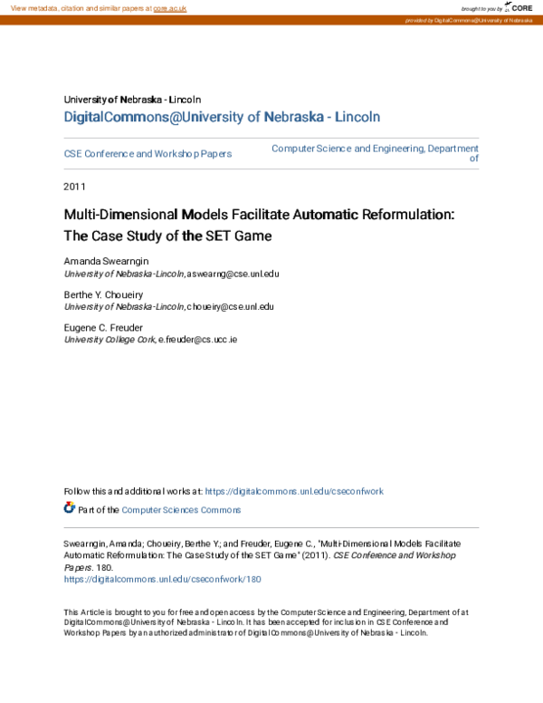 (PDF) Multi-Dimensional Models Facilitate Automatic Reformulation: The ...