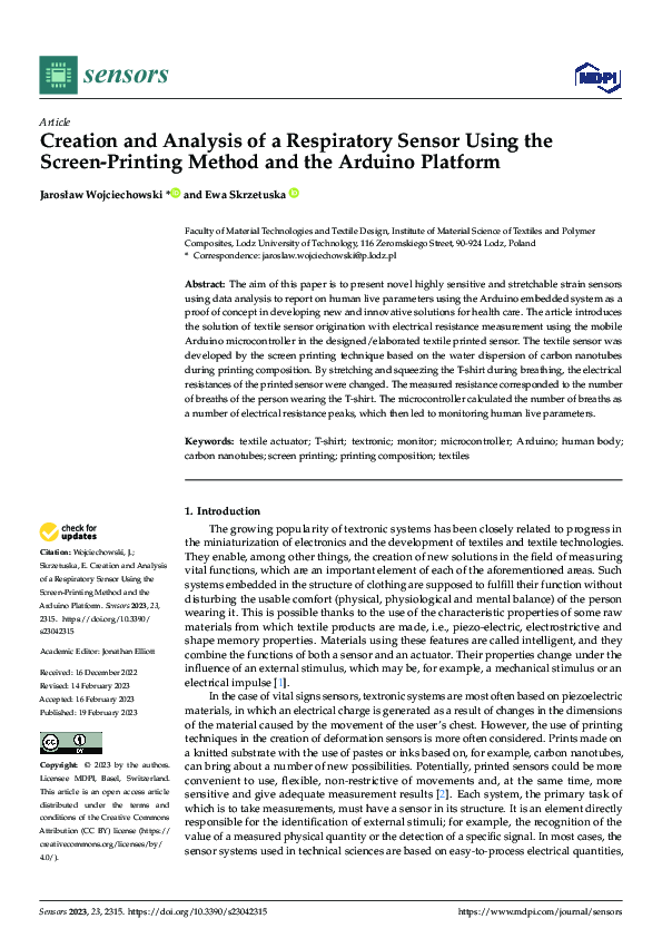 (PDF) Creation and Analysis of a Respiratory Sensor Using the Screen-Printing Method and the ...