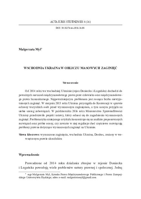 (PDF) Enforced disappearances in Eastern Ukraine