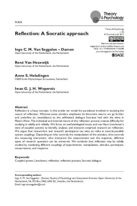 (PDF) Reflection: A Socratic approach