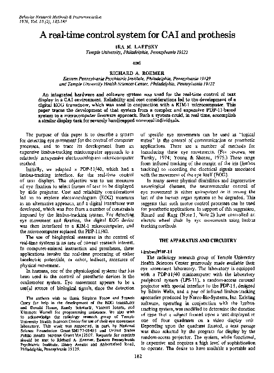 (PDF) A real-time control system for CAI and prothesis | Ira Laefsky ...