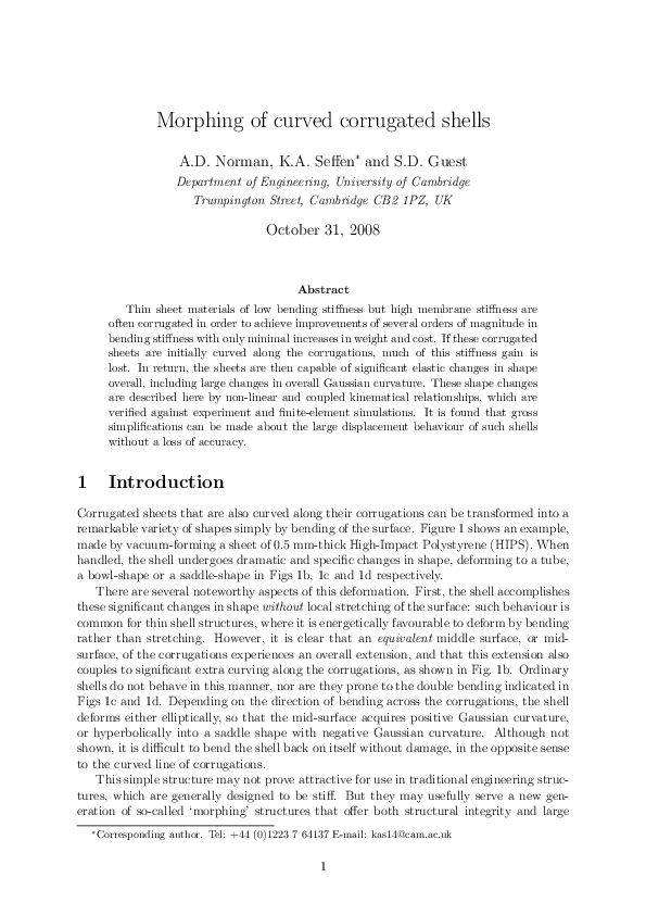 (PDF) Curved Corrugated Shell Morphing Mechanics