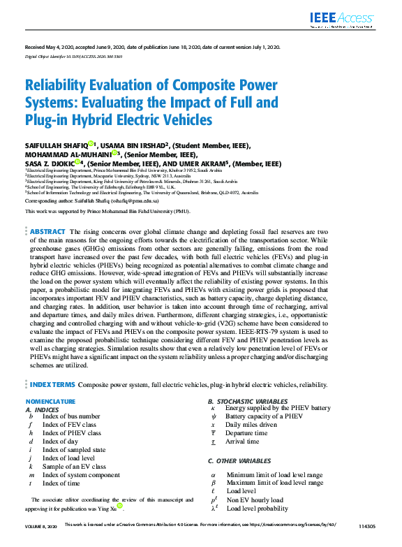 (PDF) Reliability Evaluation of Composite Power Systems: Evaluating the Impact of Full and Plug ...