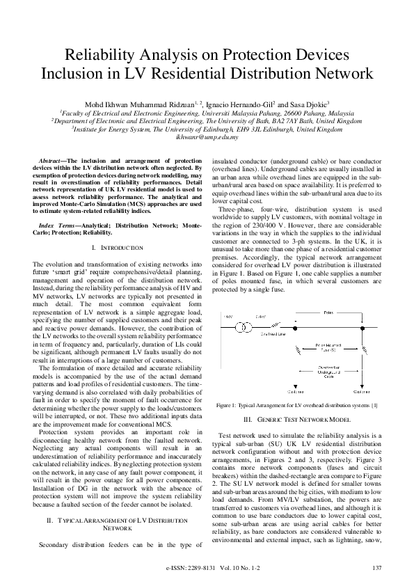 (PDF) Reliability Analysis on Protection Devices Inclusion in LV Residential Distribution Network
