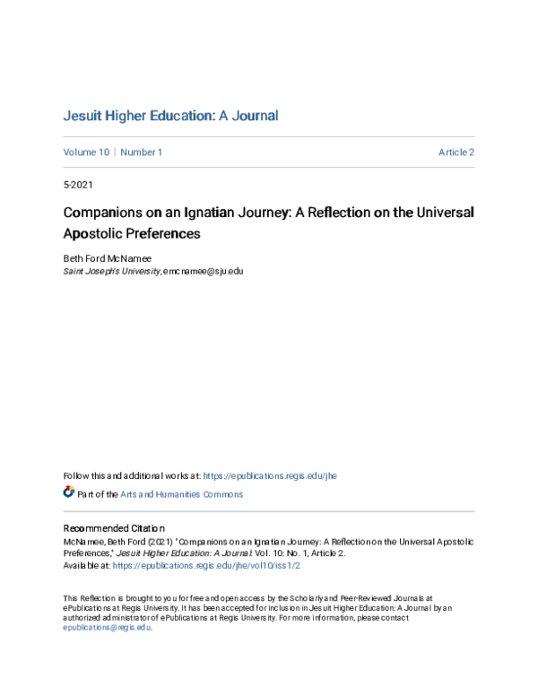 (PDF) Companions on an Ignatian Journey: A Reflection on the Universal ...