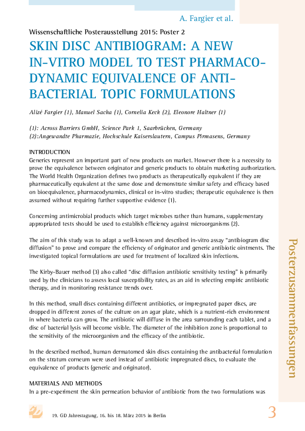 (PDF) Skin Disc Antibiogram: A New In-Vitro Model to Test Pharmaco ...