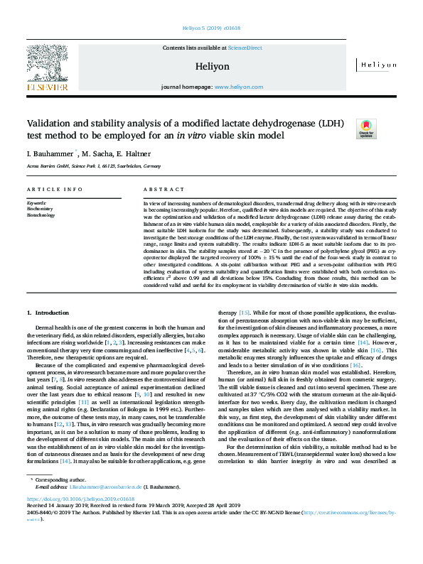 (PDF) Validation and stability analysis of a modified lactate ...