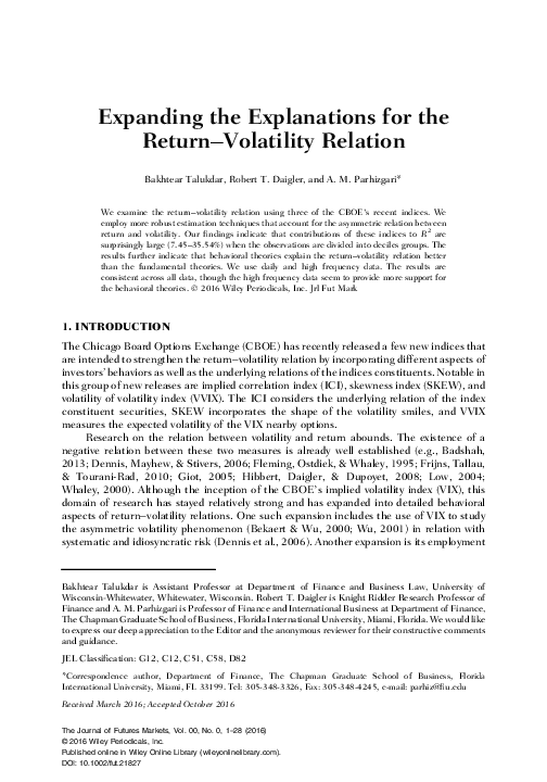 (PDF) Expanding the Explanations for the Return-Volatility Relation