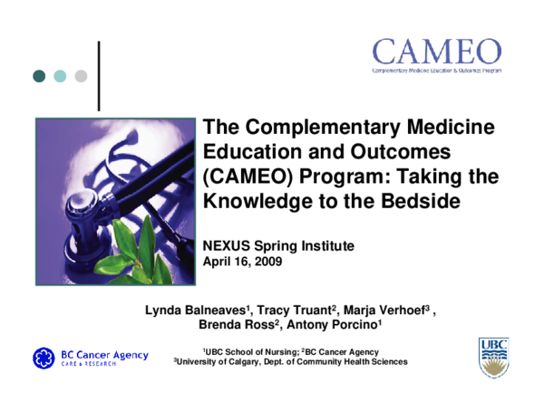 (PDF) The Complementary Medicine Education and Outcomes (CAMEO) Program ...