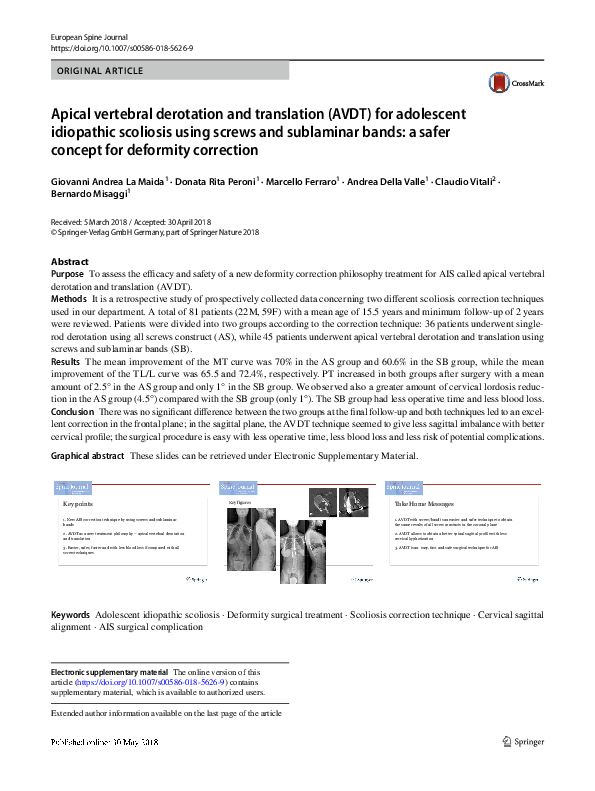 (PDF) Apical vertebral derotation and translation (AVDT) for adolescent ...