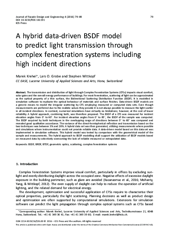 (PDF) A hybrid data-driven BSDF model to predict light transmission ...