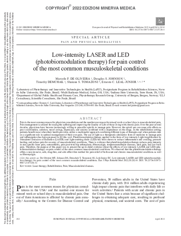 (PDF) Low-intensity LASER and LED (photobiomodulation therapy) for pain ...