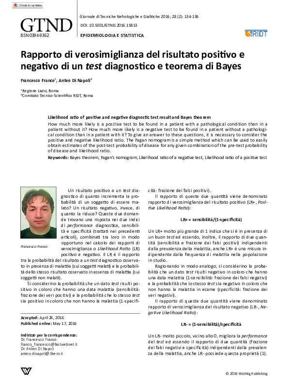 (PDF) Likelihood ratio of positive and negative diagnostic test result ...