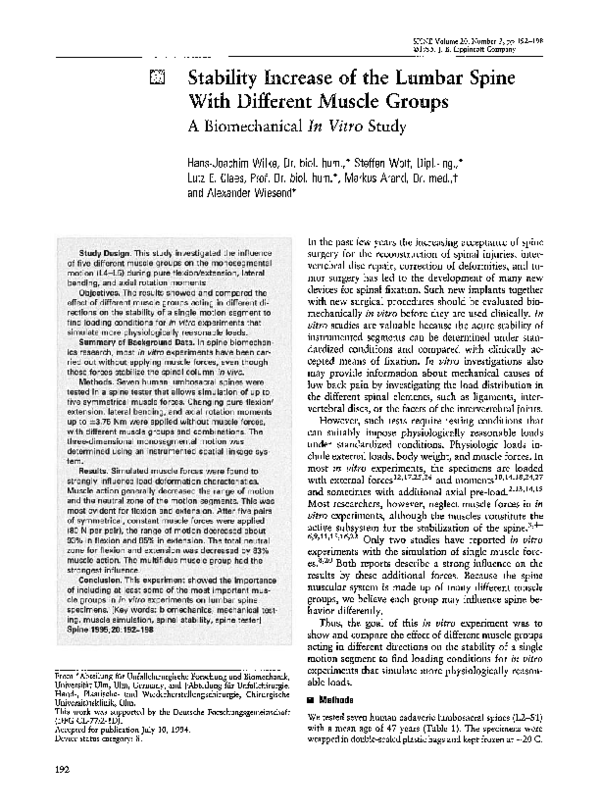 (PDF) Stability increase of the lumbar spine with different muscle ...