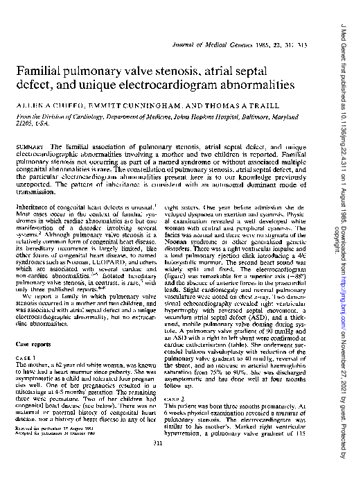 (PDF) Familial pulmonary valve stenosis, atrial septal defect, and ...