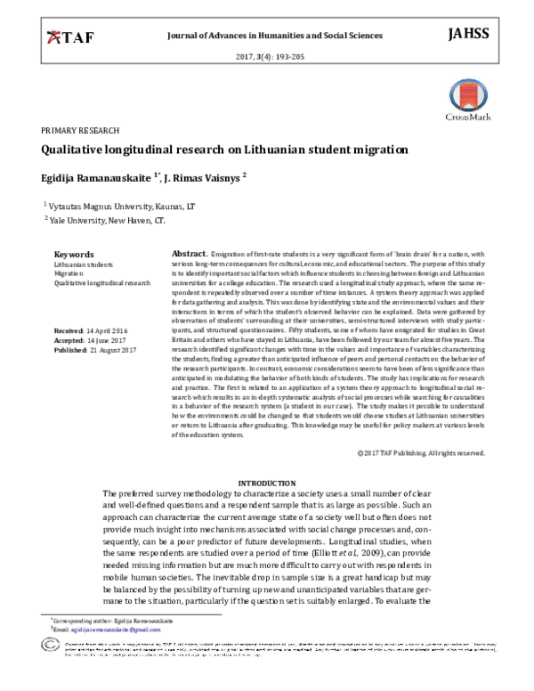 (PDF) Qualitative longitudinal research on Lithuanian student migration