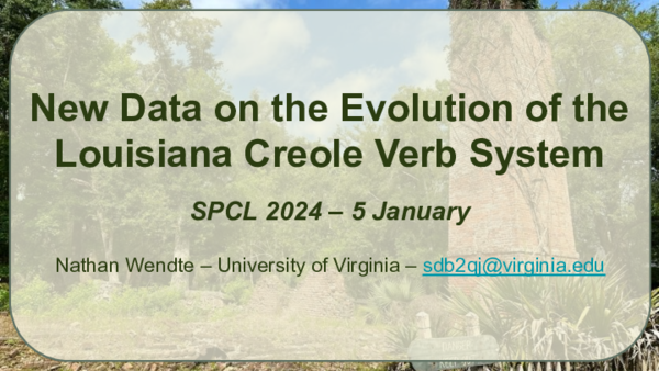 (PDF) New Data on the Evolution of the Louisiana Creole Verb System