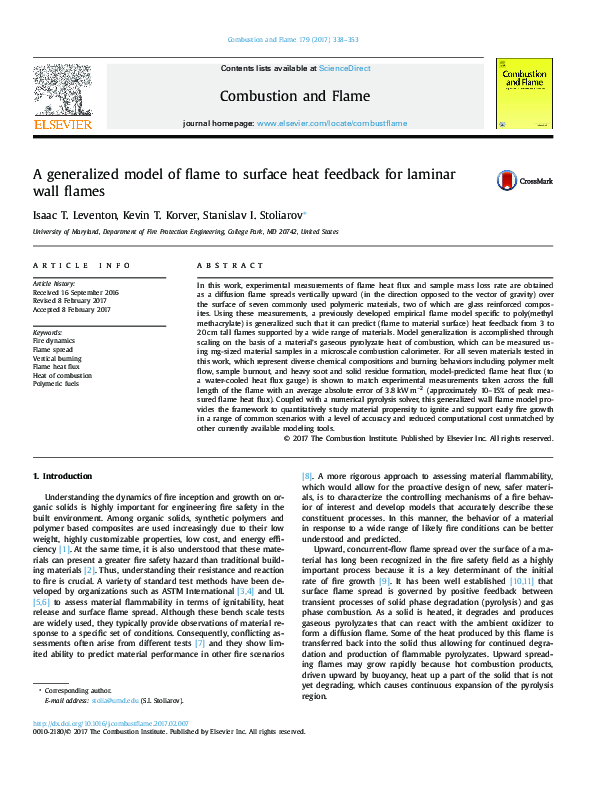 (PDF) A generalized model of flame to surface heat feedback for laminar ...