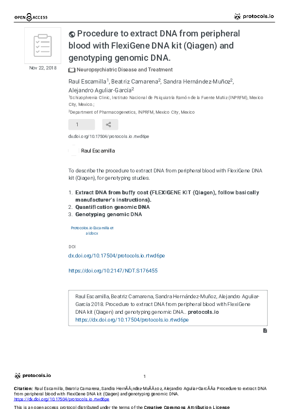 (PDF) Procedure to extract DNA from peripheral blood with FlexiGene DNA ...