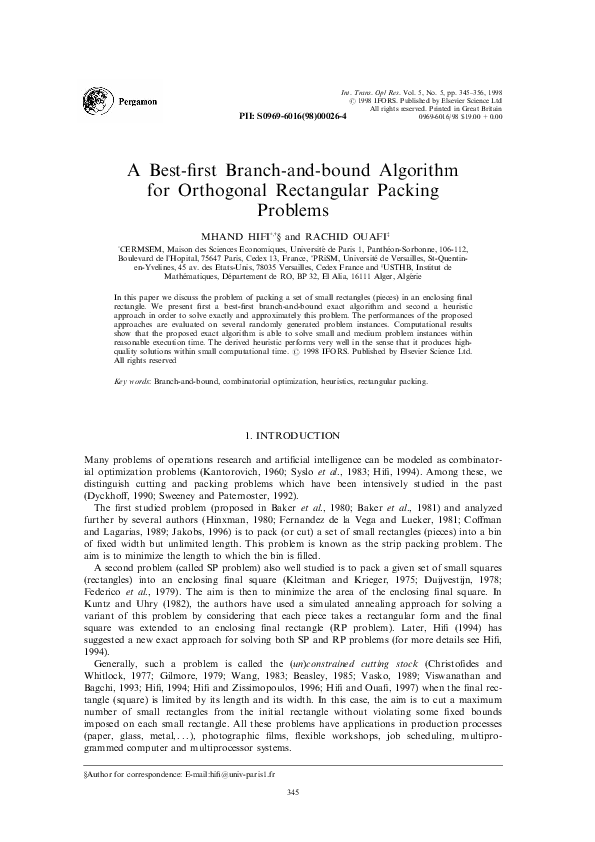 (PDF) A Best-first Branch-and-bound Algorithm for Orthogonal ...