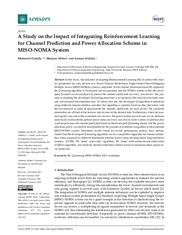(PDF) A Study on the Impact of Integrating Reinforcement Learning for Channel Prediction and ...