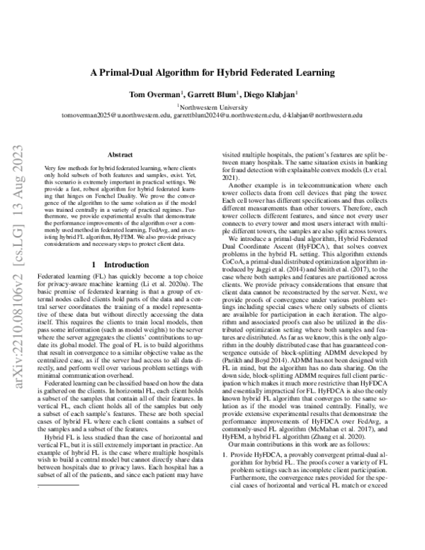 (PDF) A Primal-Dual Algorithm for Hybrid Federated Learning