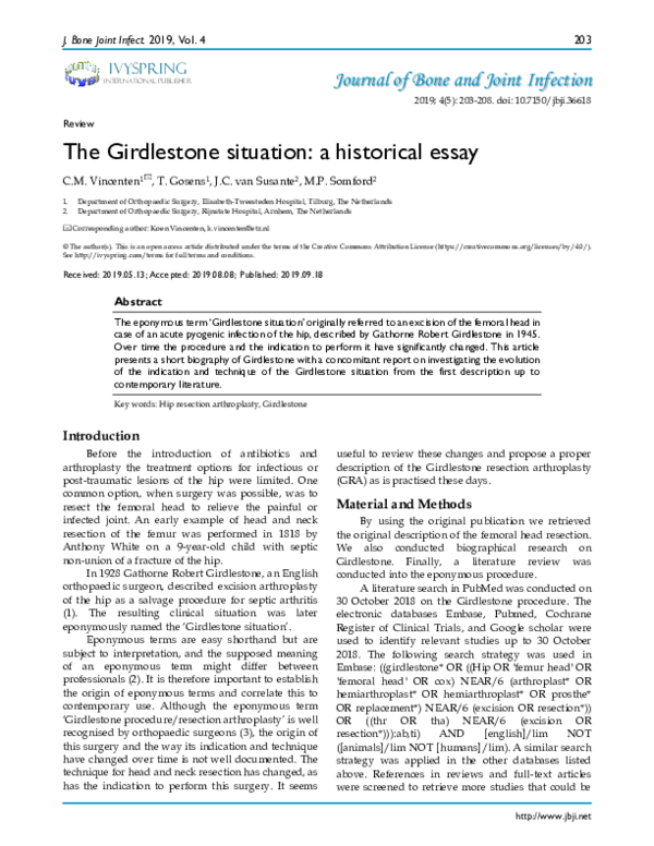 (PDF) The Girdlestone situation: a historical essay