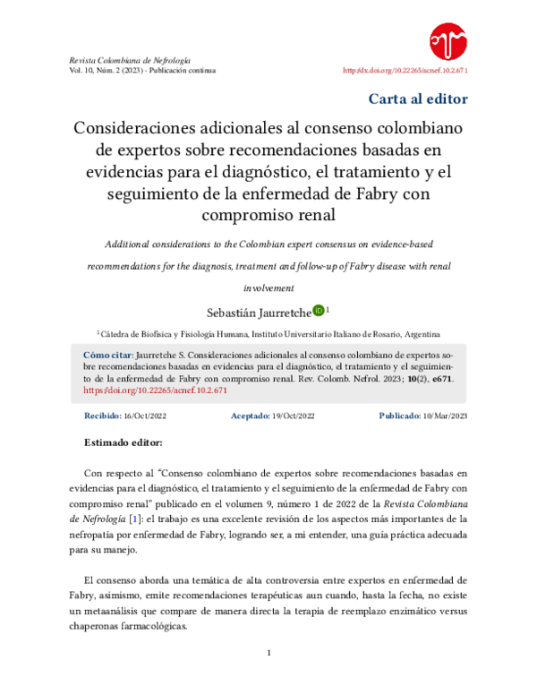 (PDF) Consideraciones adicionales al consenso colombiano de expertos sobre recomendaciones ...