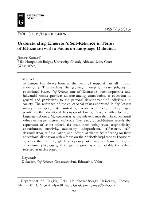 (PDF) Understanding Emerson’s Self-Reliance in Terms of Education with ...