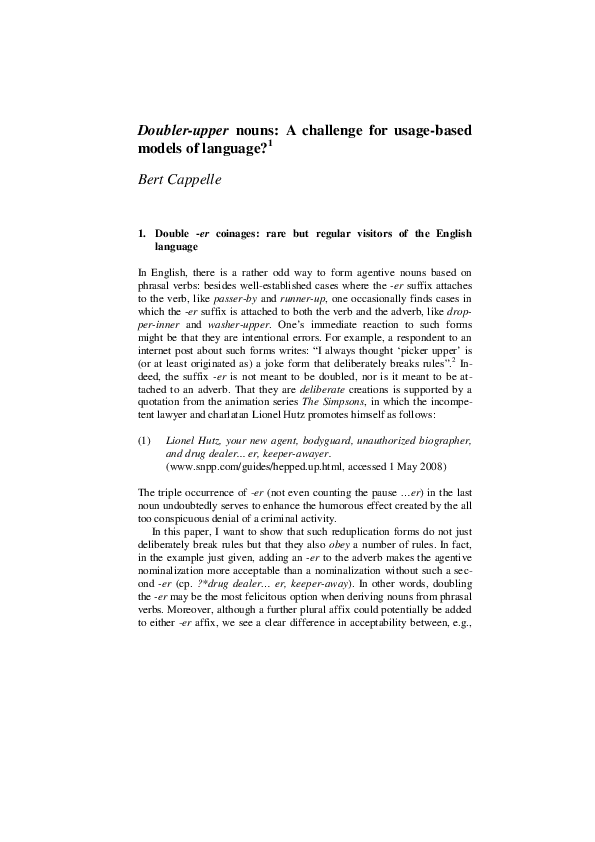 (PDF) Doubler-upper nouns: a challenge for usage-based models of language?