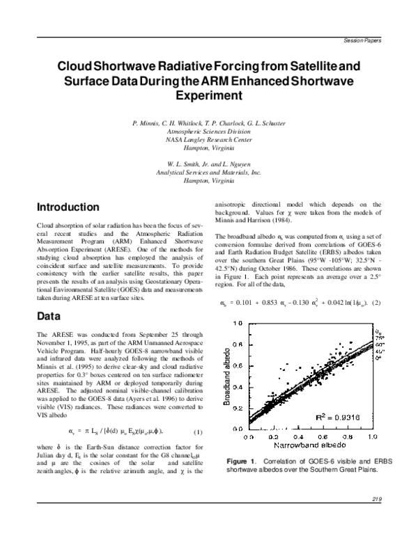 (PDF) Cloud Shortwave Radiative Forcing from Satellite and Surface Data ...