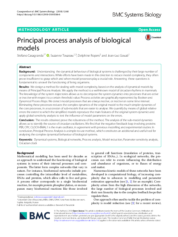 (PDF) Principal process analysis of biological models