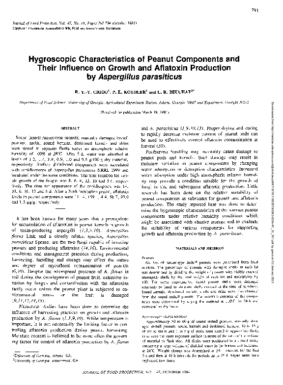 (PDF) Hygroscopic Characteristics of Peanut Components and Their ...