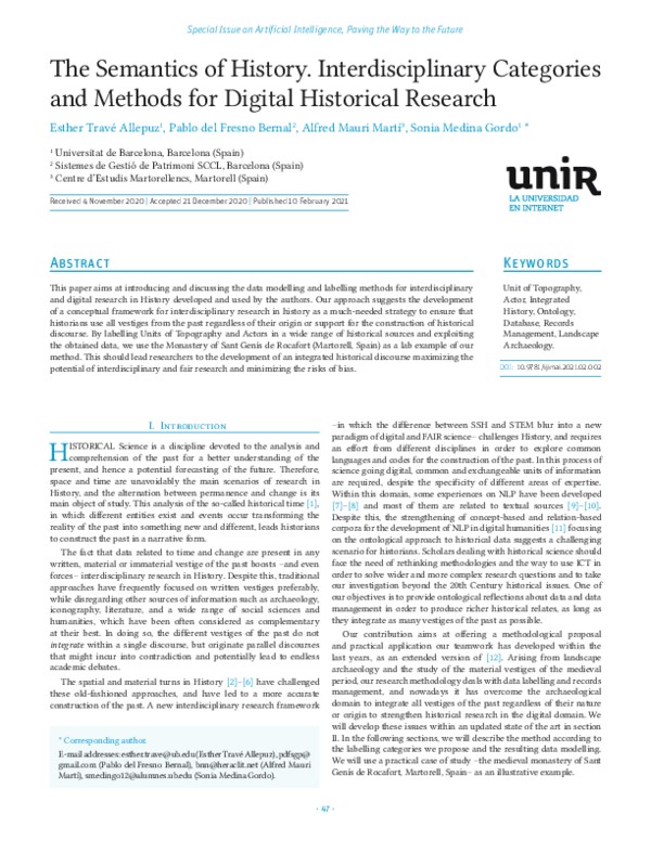 (PDF) The Semantics of History. Interdisciplinary Categories and ...
