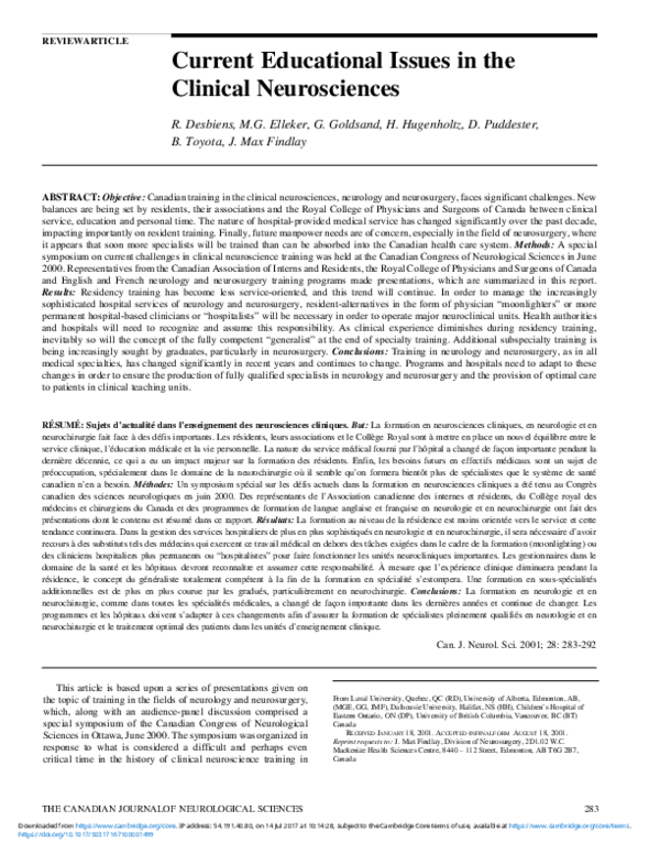 (PDF) Current Educational Issues in the Clinical Neurosciences