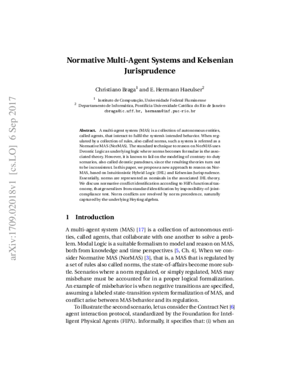 Pdf Modeling Normative Multi Agent Systems From A Kelsenian Perspective