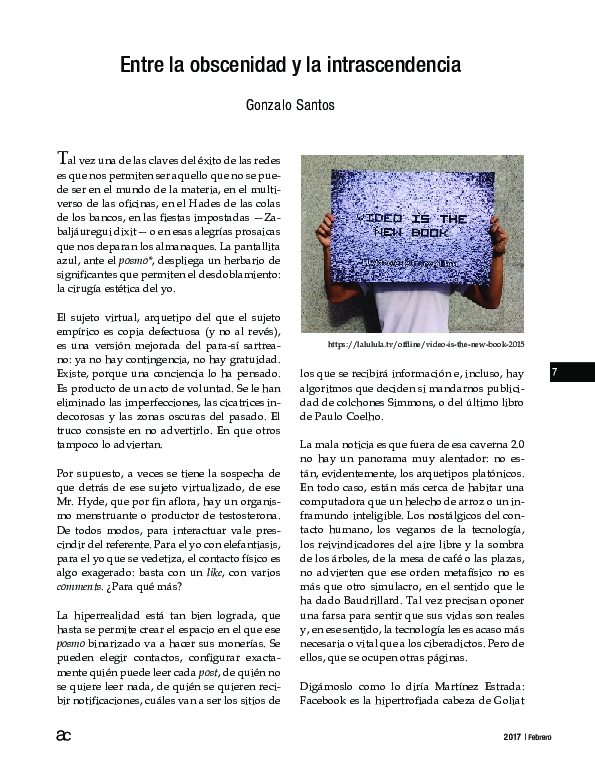 (PDF) Entre la obscenidad y la intrascendencia | Gonzalo Santos ...