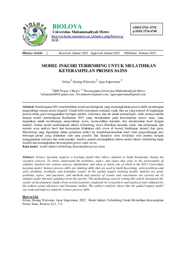 (PDF) Model Inkuiri Terbimbing Untuk Melatihkan Keterampilan Proses Sains