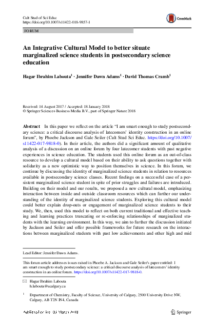 (PDF) An Integrative Cultural Model to better situate marginalized ...