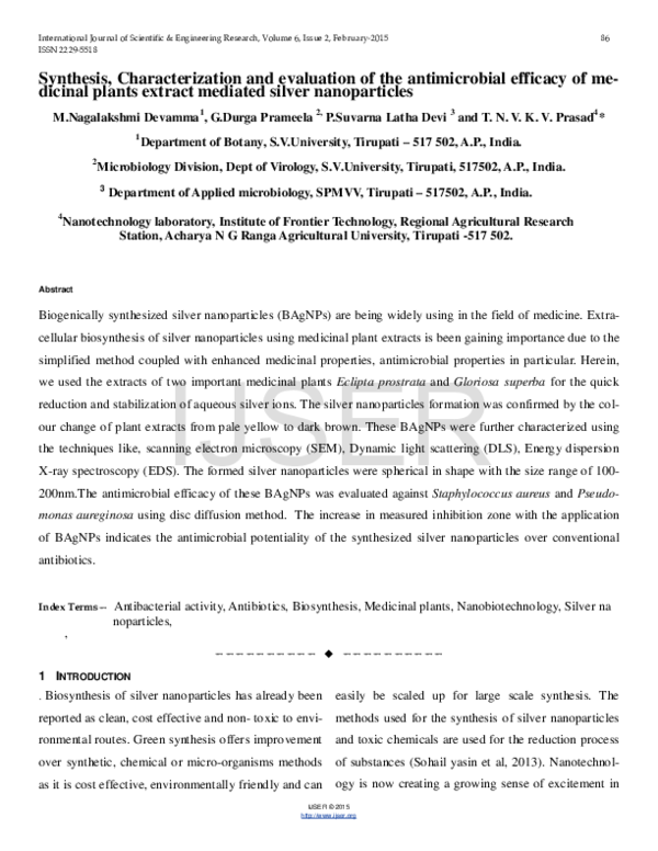 (PDF) Synthesis, Characterization and evaluation of the antimicrobial efficacy of me- dicinal ...
