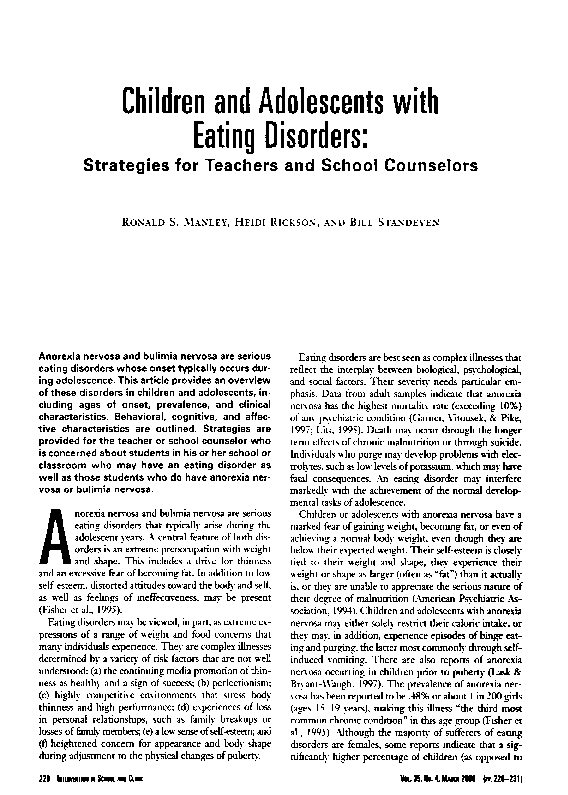 (PDF) Children and Adolescents with Eating Disorders