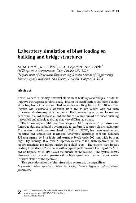 Pdf Laboratory Simulation Of Blast Loading On Building And Bridge