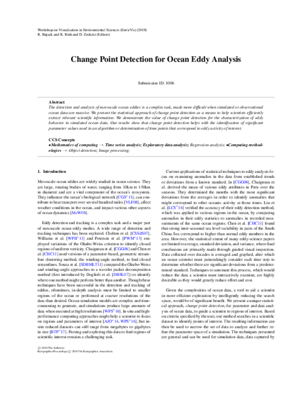 (PDF) Change Point Detection for Ocean Eddy Analysis