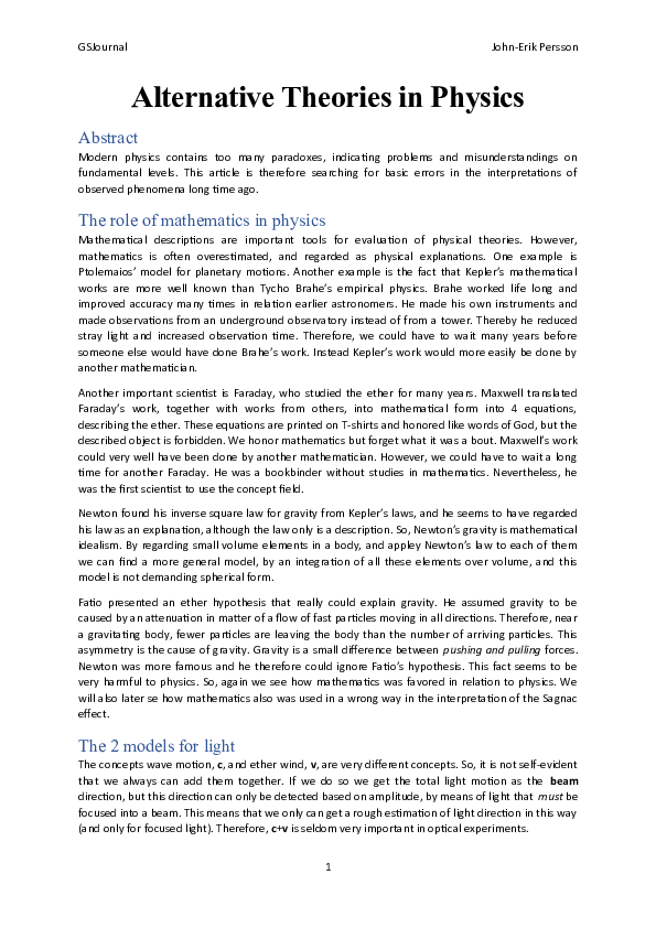 (DOC) Alternative Theories in Physics