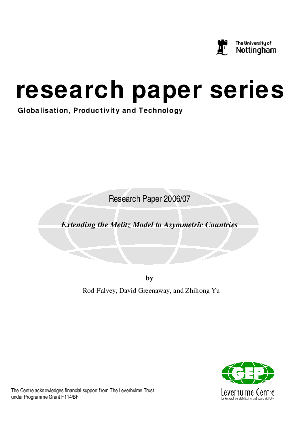 (PDF) Extending the Melitz Model to Asymmetric Countries