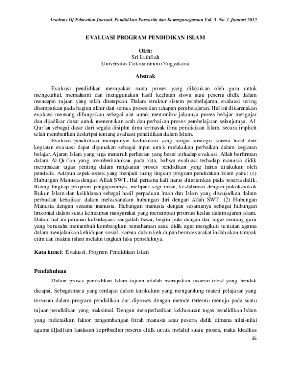 (PDF) Evaluasi Program Pendidikan Islam
