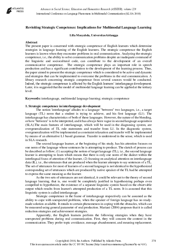 (PDF) Revisiting Strategic Competence: Implications for Multimodal Language Learning